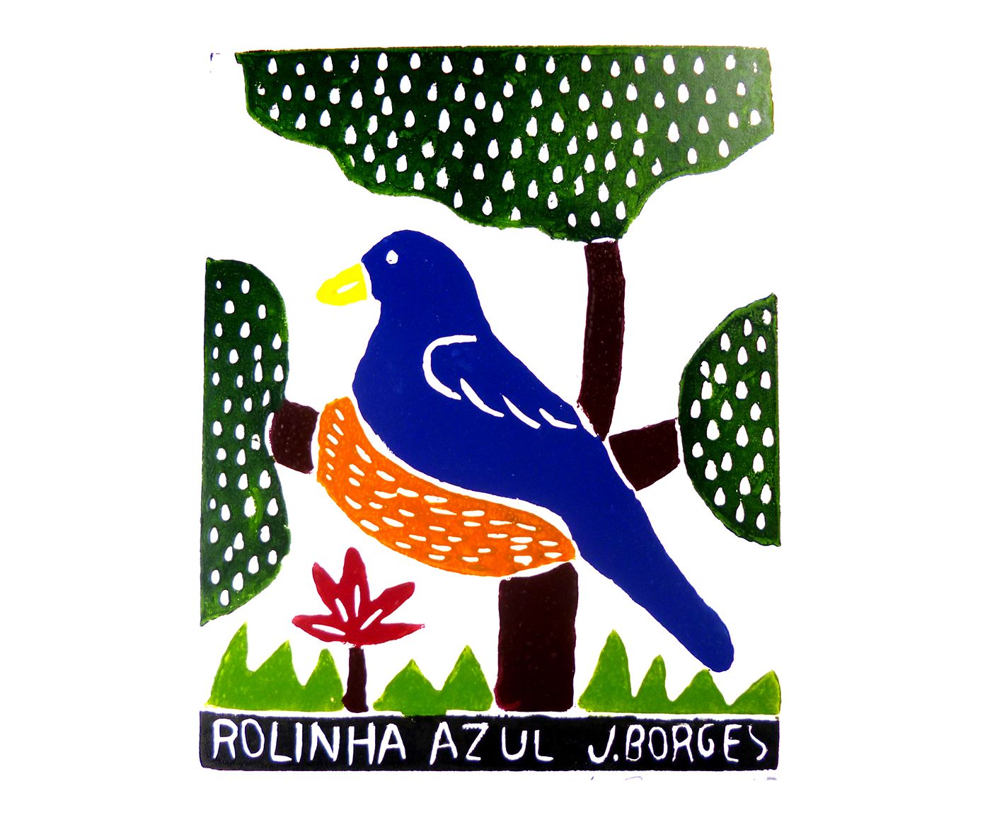 Xilogravura "Rolinha Azul" - 23x33cm | Westwing.com.br